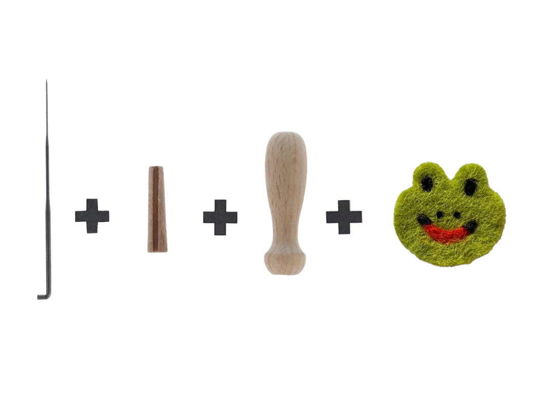 Filzsticker Frosch im Set mit Filznadel und Holzgriff
