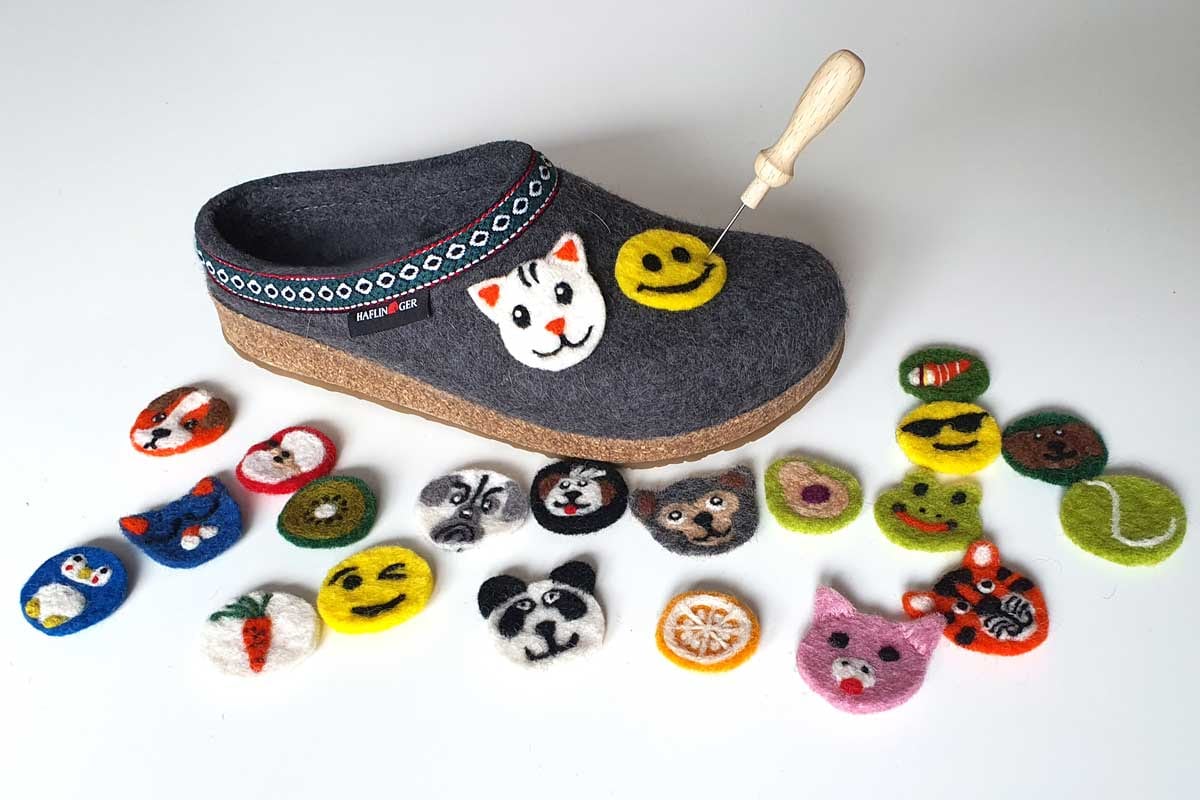 Filzsticker Frosch im Set mit Filznadel und Holzgriff