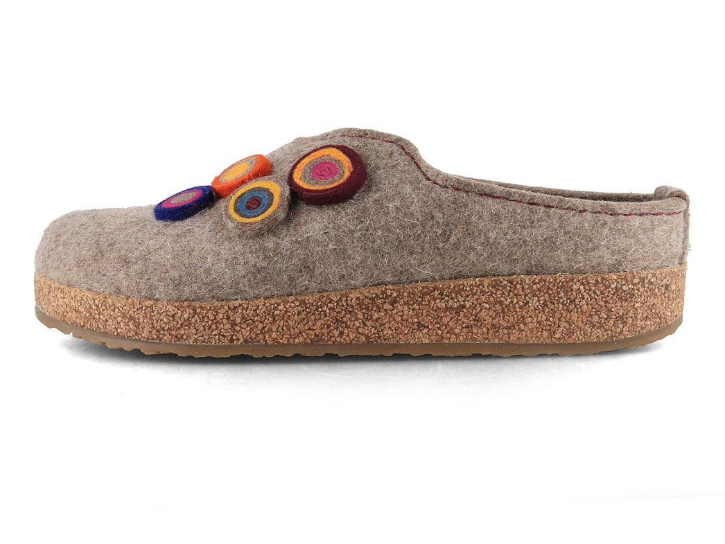 HAFLINGER Filz Hausschuhe Grizzly Kanon, torf