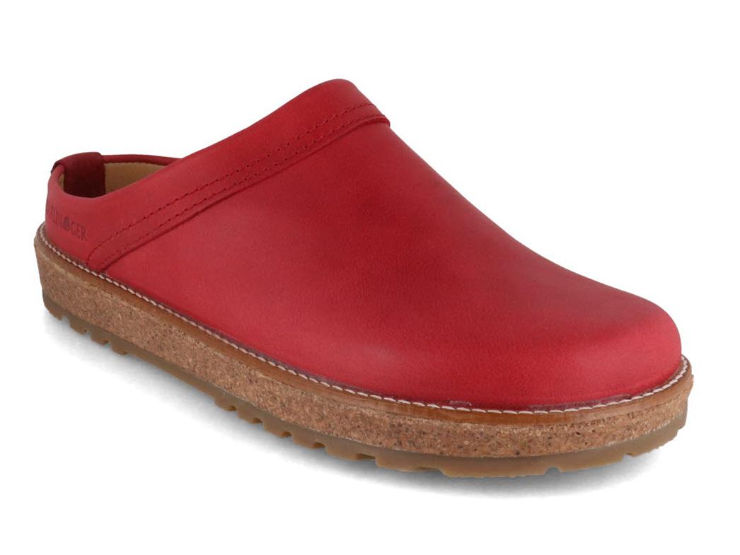 HAFLINGER Women Leather Clogs | Travel Classic, Red | Free US Shipping