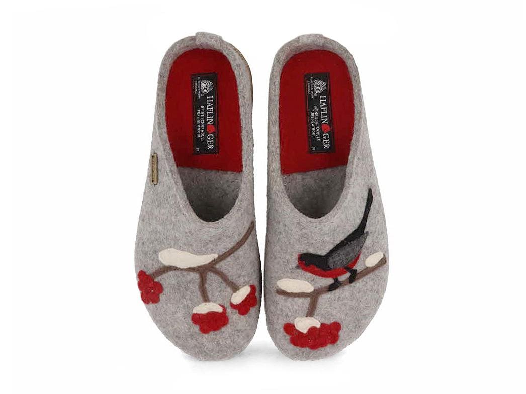 HAFLINGER Clogs | Grizzly Winterbird, Stone Gray | Free US Shipping