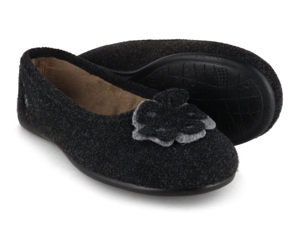 Thies Damen Hausschuhe, Ecopicos Ballerina, negro