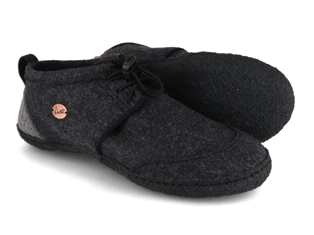 WoolFit® Barfußhausschuhe Nomad, dkgrau schwarz